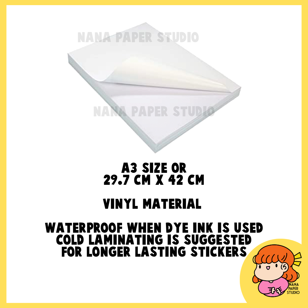 🇸🇬 A3 Sticker Paper Vinyl Labels Printable Inkjet Laser Printer White ...