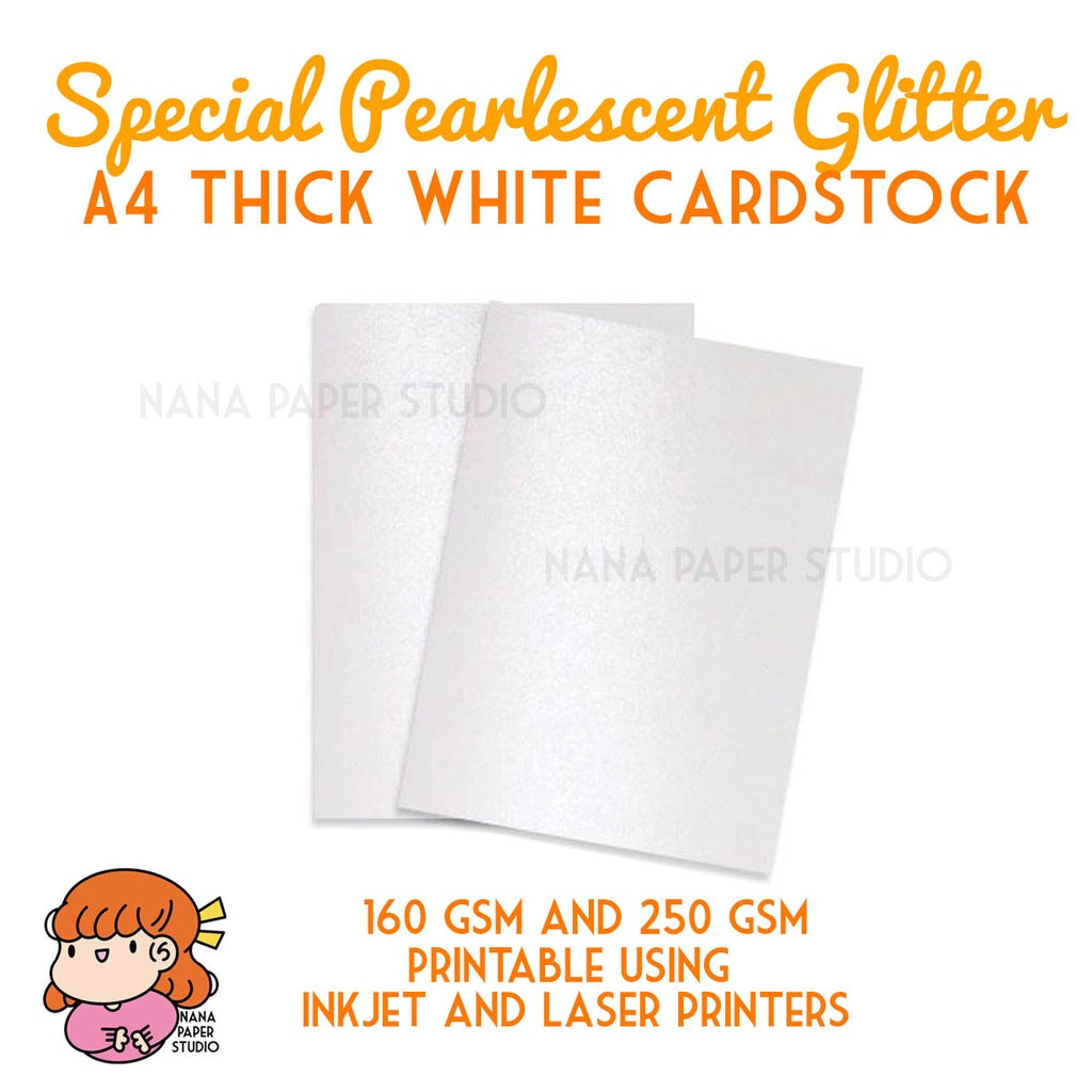 🇸🇬 A4 White Cream Special Pearlescent Glitter Sparkle Thick Art Card ...