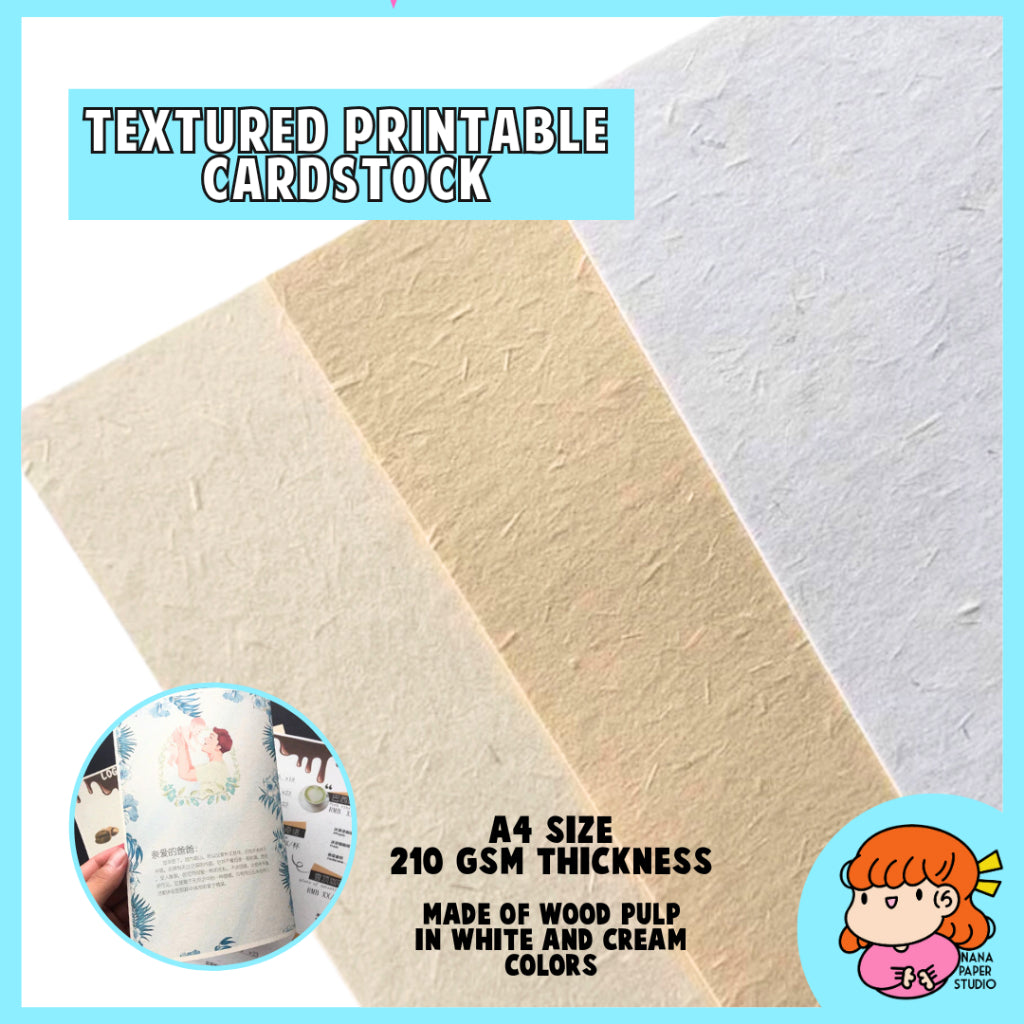 🇸🇬 A4 Textured Printable Cardstock Card Paper Wood Pulp Cream White for ...